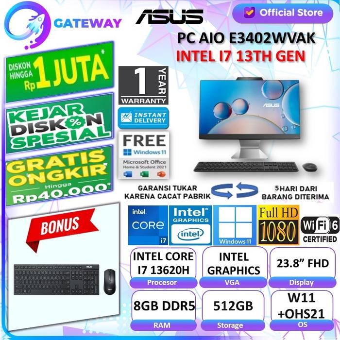 Promo Asus PC AIO E3402WVAK I7 1355 8GB 512GB W11+OHS+O365 23.8" FHD ...