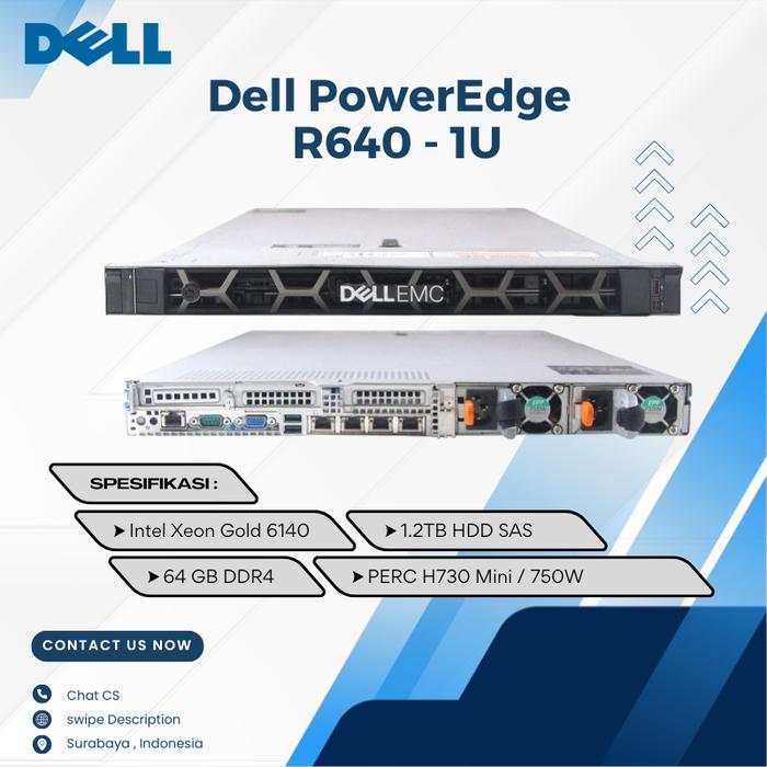 Jual SERVER DELL POWER EDGE R640 2 x INTEL XEON GOLD 6140 64GB DDR4 1 ...