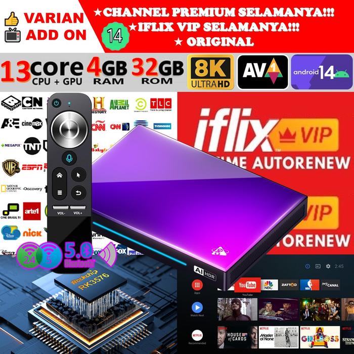 Promo STB Android 14 Ram 8GB Rom 128GB 8/128 TV Box Unlock Full Channel ...