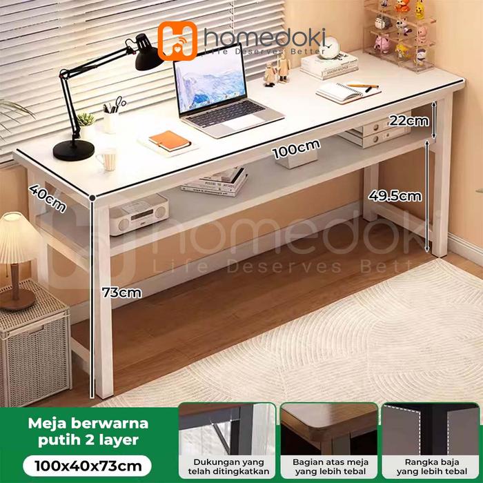 Promo Homedoki Meja Belajar 120cm / Meja Kantor / Meja Komputer / Meja ...