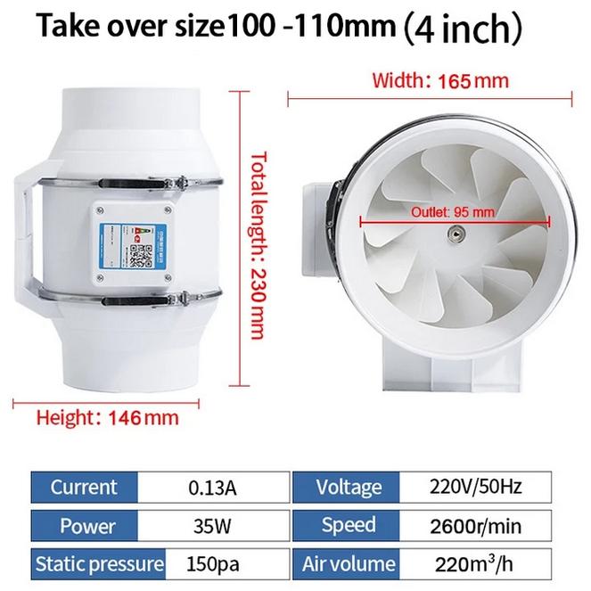 Jual Kipas Blower Exhaust Fan Inline Duct fan Blower Hisap Kipas Angin ...