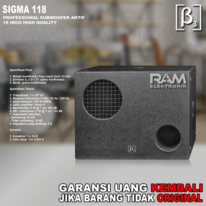 Jual Subwoofer Aktif 18 Inch BETA3 Beta Three Sigma B118A | B 118A ...