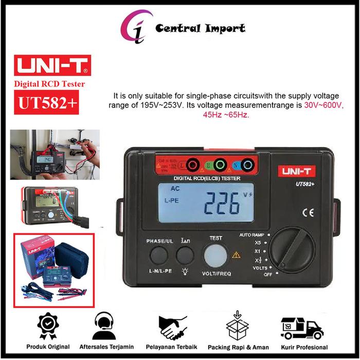 Jual UNI-T UT582+ Digital Rcd (Elcb) Tester Auto Ramp Leakage Circuit ...