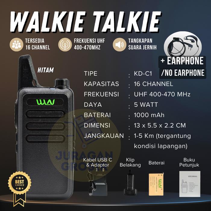 Jual WLN HT KDC1 UHF Two Way Radio Handy Walkie Talkie Full Set ...