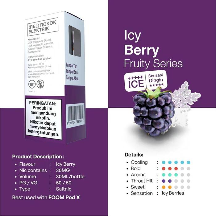 Jual [ SALT NIC ] FOOM ICY BERRY PURPLE SPLASH BY FOOM LAB 30MG 30ML ...