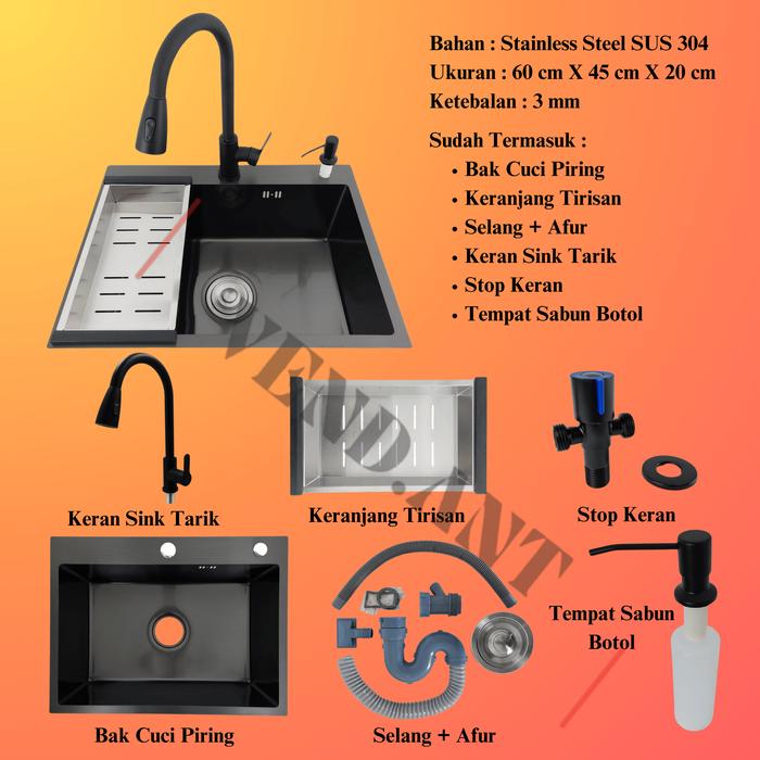 Jual Kitchen Set Wastafel Bak Cuci Piring 6045 Keran Sink Tarik Panas ...