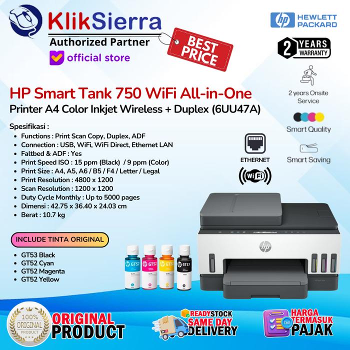 Jual HP Printer Smart Tank 750 (6UU47A) | 720 (6UU46A) All-in-One ADF ...