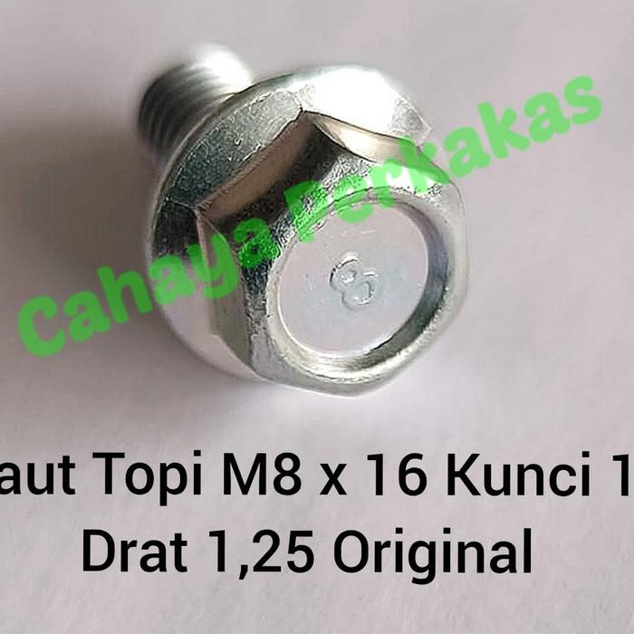 Jual SS Baut Topi Hex Flange Bolt M8 x 16 Kunci 12 Drat 1,25 Original Motor Mobil - Jakarta ...
