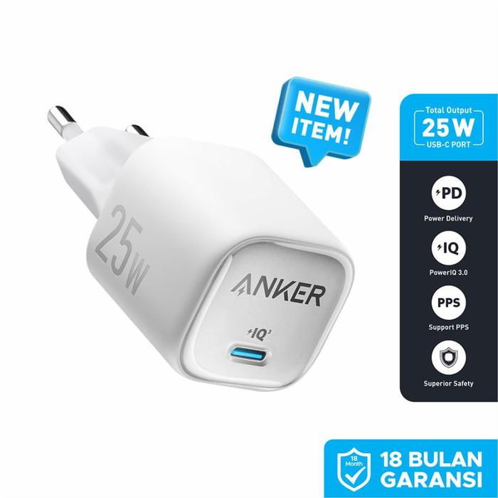 Jual ANKER Adapter Mini Wall Charger 25W USB-C Port GAN PD Fast ...