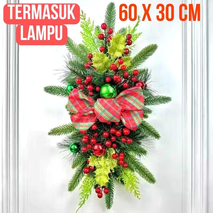 Jual 40 CM Premium Garland Christmas Wreath untuk Pintu Depan Dekorasi ...