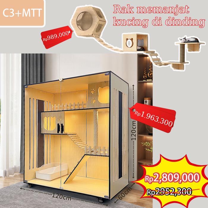 Promo Villa kucing kayu solid/rumah kucing /kandang kucing indoor ...