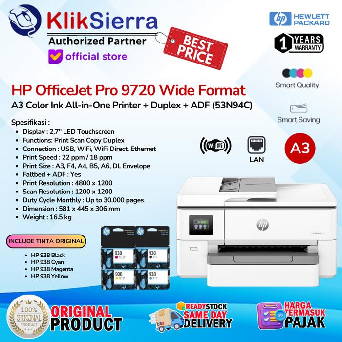 Jual HP OfficeJet Pro 9720 OJ9720 53N94C & 9730 OJ9730 537P5C Wide ...