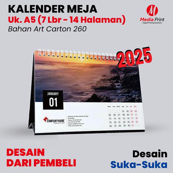 Jual Kalender Meja A5 7 Lembar - 14 Halaman Calendar Duduk - Laminasi ...