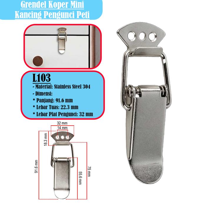 Jual Grendel Koper Mini Stainless Steel SS 304 Kaitan Overval Peti DIY ...