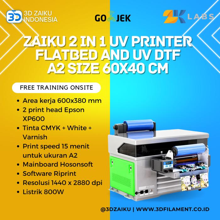 Jual Zaiku 2 in 1 UV Flatbed and UV DTF Printer A2 Size 60x40 cm Support Transfer Film and ...