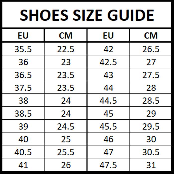 Mens Shoes Size Chart India