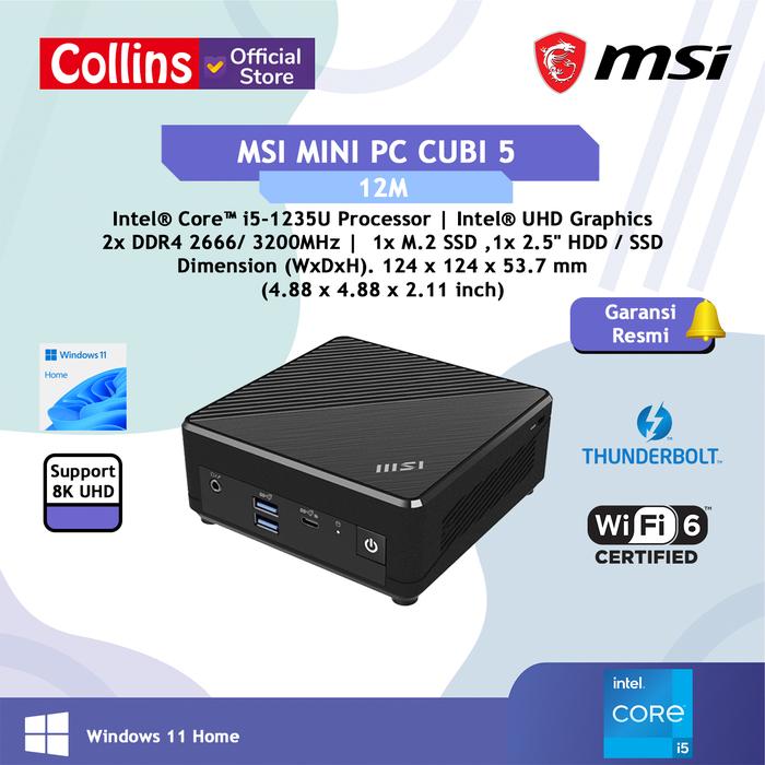 Promo MINI PC MSI CUBI 5 12M CORE I5-1235U - 16GB/512GB, W11 PRO Cicil ...