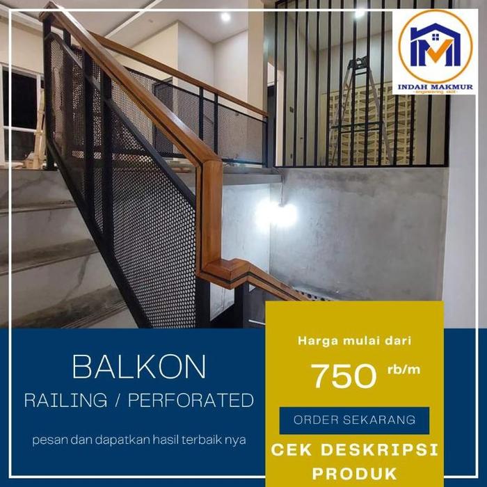 Jual Pagar balkon / railing model industrial perforated / plat lubang ...