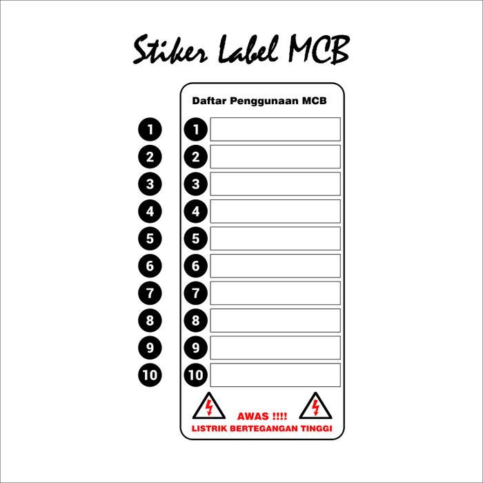 Jual Stiker Daftar MCB Listrik Stiker Penanda MCB - type2 (10line ...