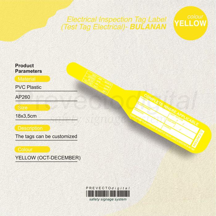 Jual Test Tag Elektrik / Taging Elektrik Bulanan - Yellow, PVC Plastik ...