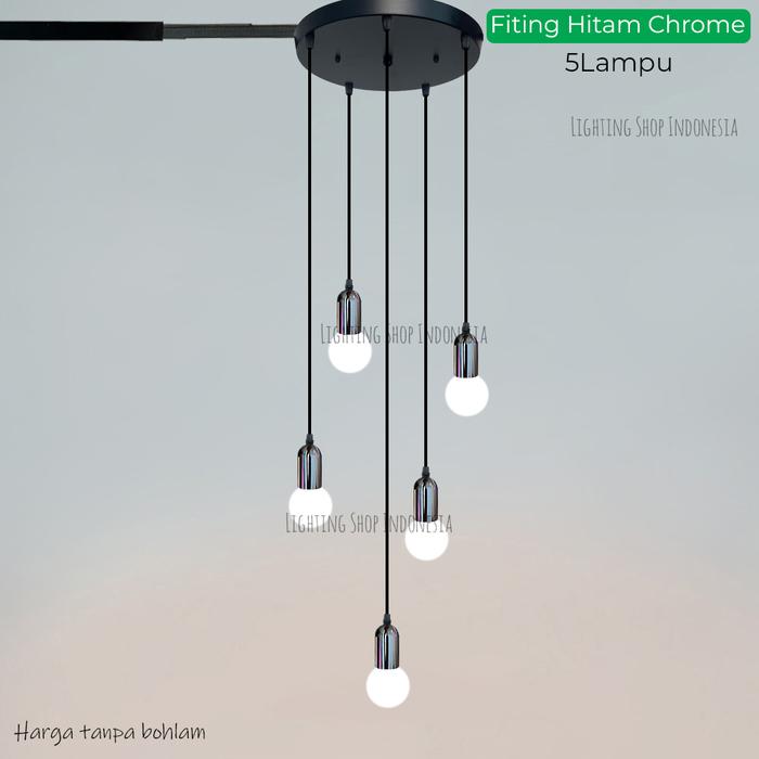 Jual Lampu gantung void tangga hias fiting aluminium oval 3in1 5in1 meja makan island minimalis ...