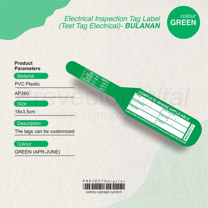 Jual Test Tag Elektrik / Taging Elektrik Bulanan - Green, PVC Plastik ...