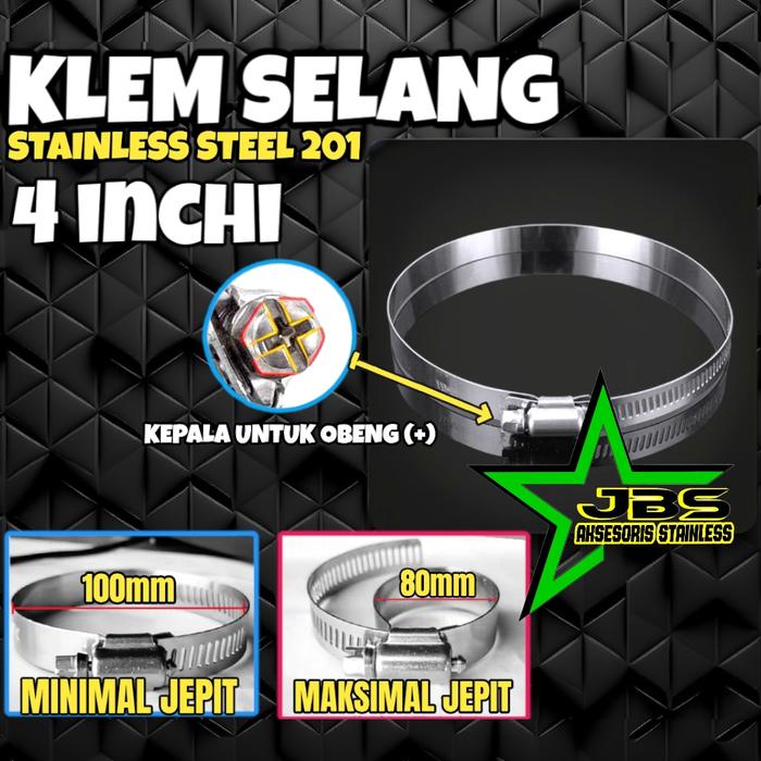 Jual Klem selang / Hose clamp Stainless steel varian Ukuran 11/2 - 4 ...