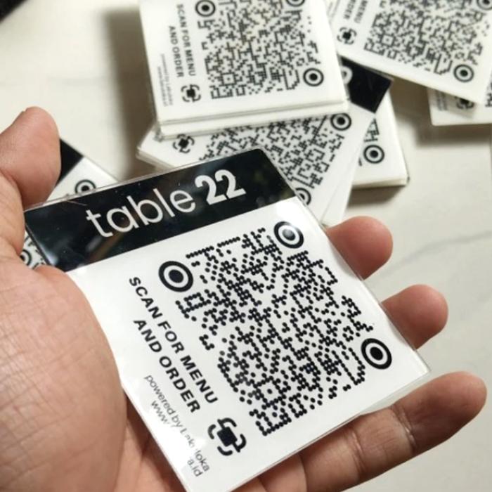 Promo Custom Nomor Meja Tempel Akrilik Print Label Tag Table Sign QR ...