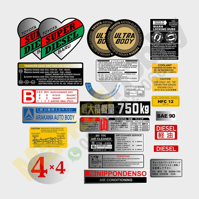 Jual Stiker Toyota Land Cruiser FJ45 HJ45 Warning Set Replacement ...