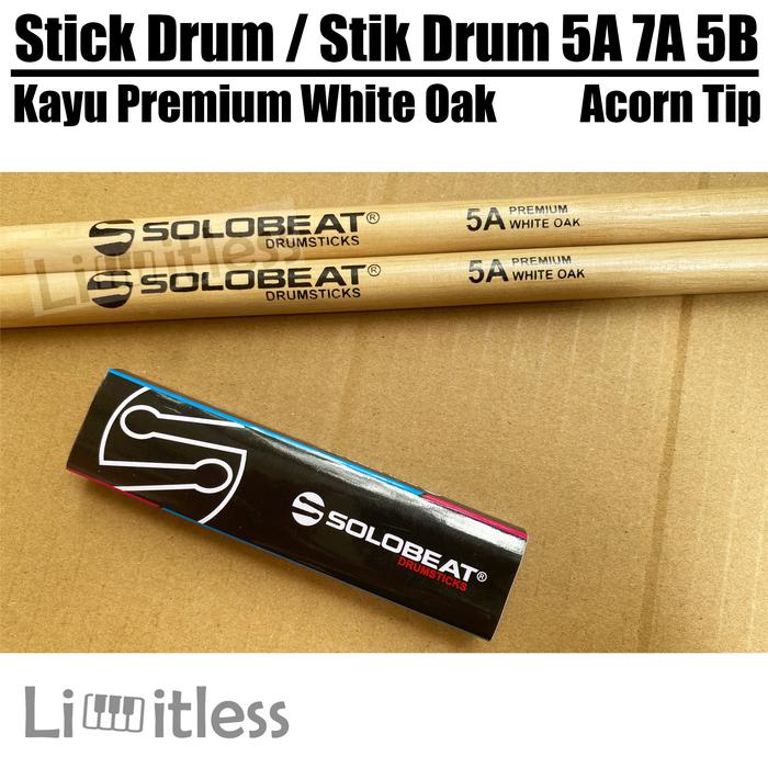 Jual Stik Drum / Stick Drum 5a 7a 5b Solobeat Kayu White Oak Acorn Tip ...