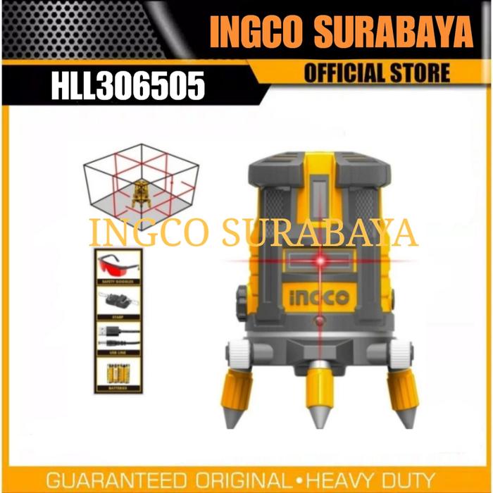 Jual INGCO HLL306505 ALAT PENGUKUR DIMENSI 5 RED LINE SELF LEVELING ...