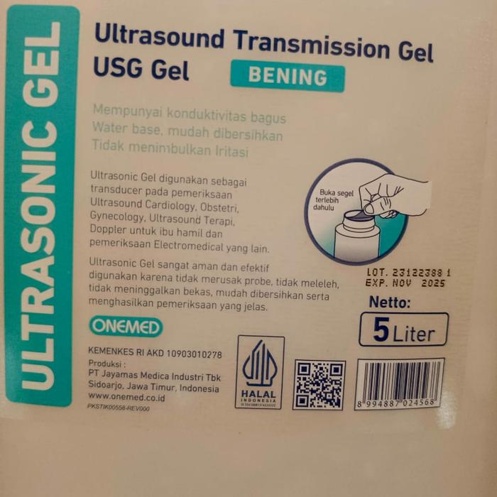 Jual ultrasound gel transparan gel usg onemed 5 liter ultrasonic gel ...