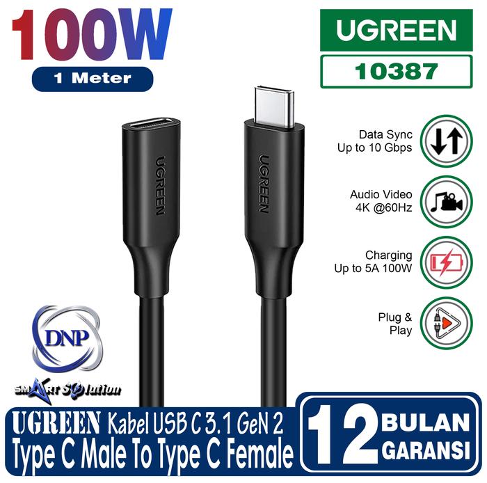Promo Kabel Extension UGREEN Type C Male To Type C Female Cable - 10387 ...