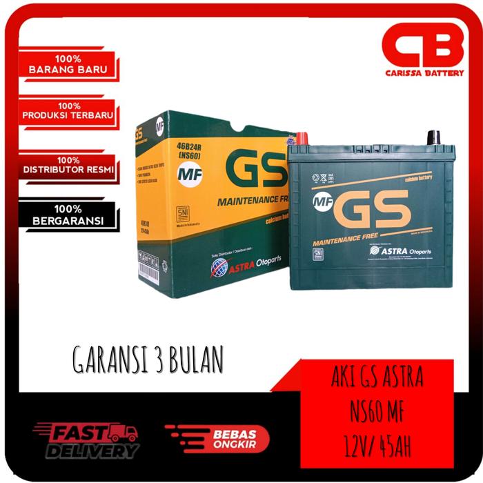 Jual AKI GS Astra MF / kering NS60 / 45b24r 12v-45ah - Jakarta Utara - carissa battery | Tokopedia
