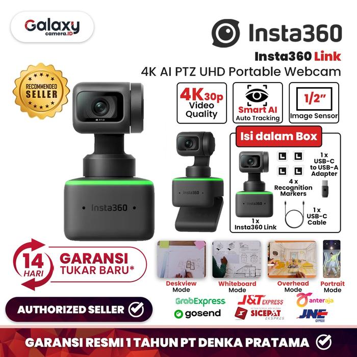 Promo Insta360 Link 4K AI Webcam Portable PTZ UHD Web Cam Garansi Resmi Cicil 0% 3x - Kota ...