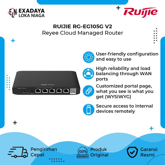 Jual Ruijie RG-EG105G V2 , 5 Port Gigabit Cloud Managed Router Gateway ...