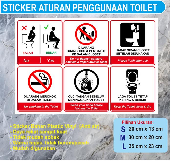 Jual Stiker Sign Rambu Aturan Penggunaan Toilet / Rambu aturan umum ...