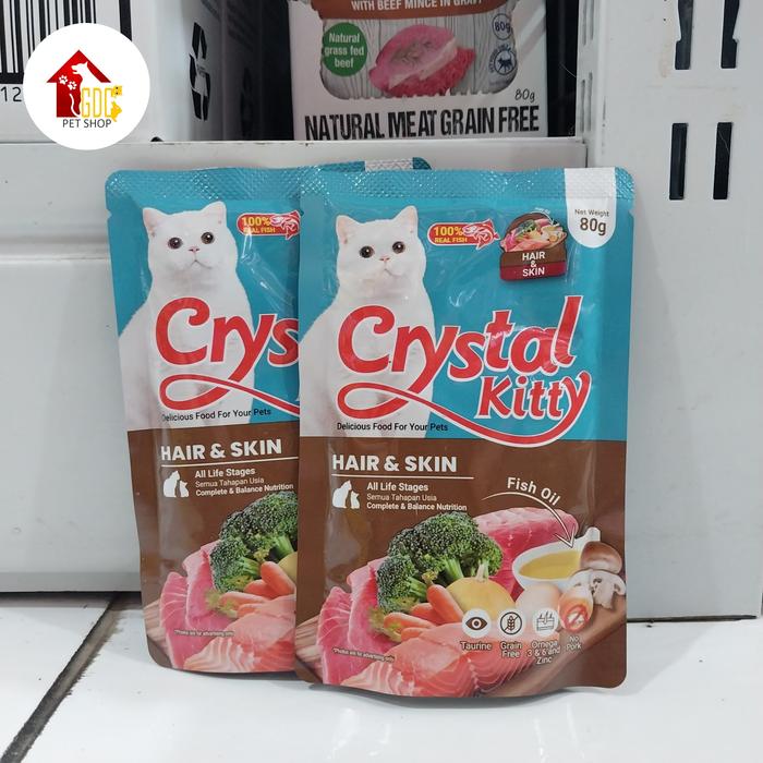 Jual Makanan Basah Kucing Crystal Kitty Sachet 80 Gram - Hair & Skin ...