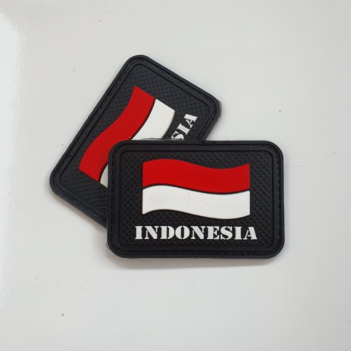 Jual patch rubber logo bendera indonesia merah putih berkibar dasar ...