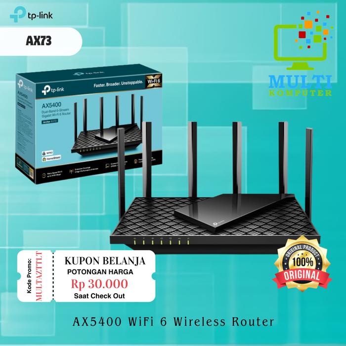 Promo Tp-link Archer AX73 AX5400 WiFi 6 Wireless Router Tplink AX 73 AX ...