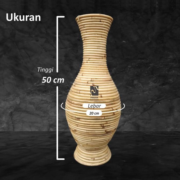Jual Vas Pot Guci Tempat Bunga dari rotan TINGGI 50 cm & 60cm Rotan ...