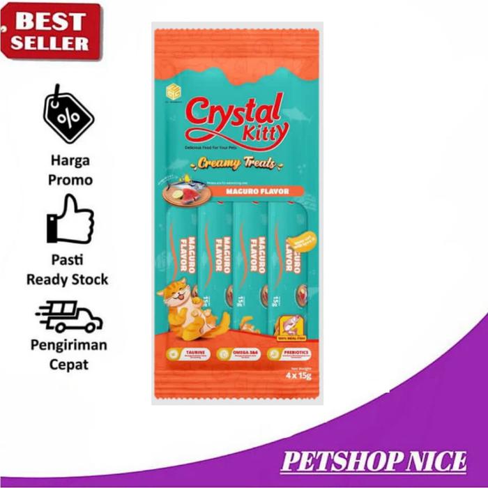 Jual Crystal Kitty Creamy Treats Snak Cemilan Kucing 60g - maguro ...