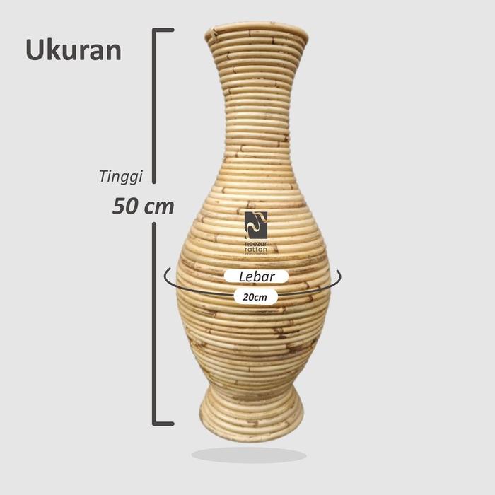 Jual Vas Pot Guci Tempat Bunga dari rotan TINGGI 50 cm 60cm Rotan ...