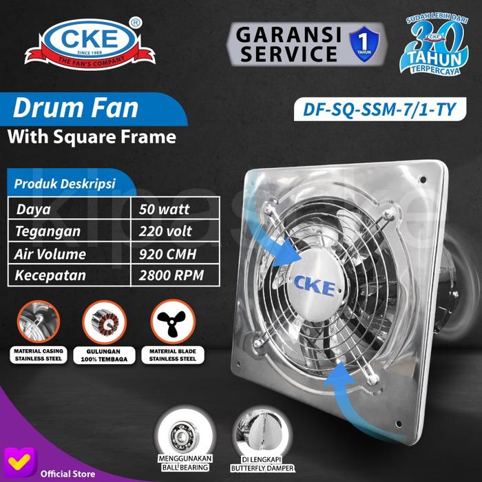 Jual Exhaust Fan Stainless 7" Inch Duct Booster Fan Plafon Dinding Besi ...
