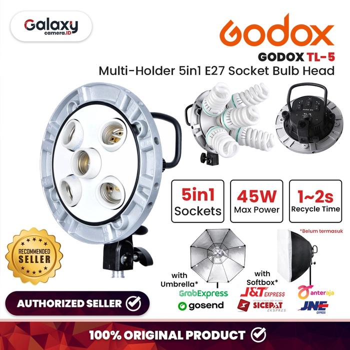 Jual Godox TL-5 TL5 Multi-Holder 5in1 E27 Socket Bulb Lamp Head ...