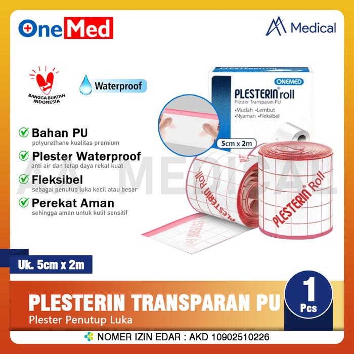 Jual ONEMED PLESTERIN ROLL PU Plester Luka Transparan Anti Air 5cm x 2m ...