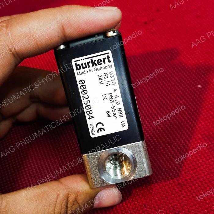 Jual SOLENOID VALVE BURKERT 0330 A 4,0 NBR VA G1/4 PN0-5BAR 24V DC 8W ...