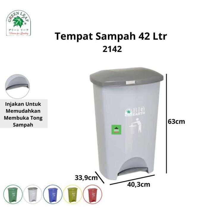 Jual Tempat Sampah BIO Dustbin Injak 42 Liter 2142 Green Leaf - Abu Abu ...