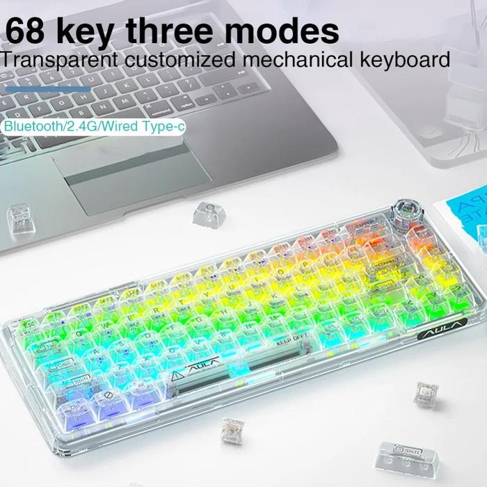 Jual F68 Wireless Bluetooth Mechanical Keyboard 68 Keys Multifunc ...