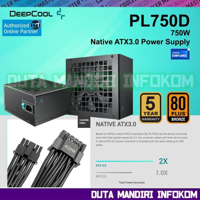 Promo DeepCool PL750D - 750W 80+ Plus Bronze Native ATX3.0 Flat Cable ...